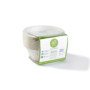 Repurpose 100% Compostable Eco-Friendly Tree Free Paper Bowls, 20 Count