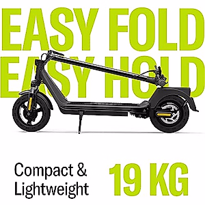 Lazy BOT X Electric Scooter 350W (500W Max) Motor, Best Battery up to 28 Mile Range, 18 MPH, Triple Pro-Disc Brakes, 10" Tires, Headlight, Front + Rear Suspension