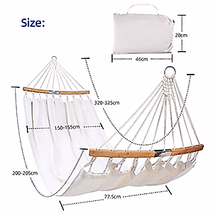 Hammock with Straps Kit, Sportneer Folding Spreader-Bar Double Hammock with Portable Storage Bag, 2-Person Bamboo Curved Bar Hammocks for Indoor Outdoor Garden Patio Backyard Porch Camping Backpacking