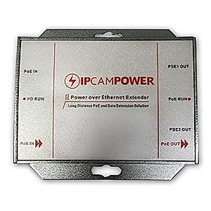 IPCamPower POE Powered 2 Port Switch & Network Cat5 Cat6 Midspan Cable Range Extender Passthrough Repeater for IP Cameras