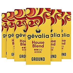 Gevalia House Blend Medium Roast Ground Coffee (12 oz Bags, Pack of 6)