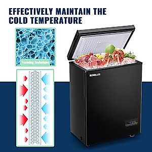 DEMULLER Chest Freezer with 2 Removable Baskets 3.5 Cu.ft Compact Freezers with Electronic Thermostat (50 ℉ to -12 ℉), Stay-Open Lid, Manual Defrost, Kitchen Office Apartment, Black