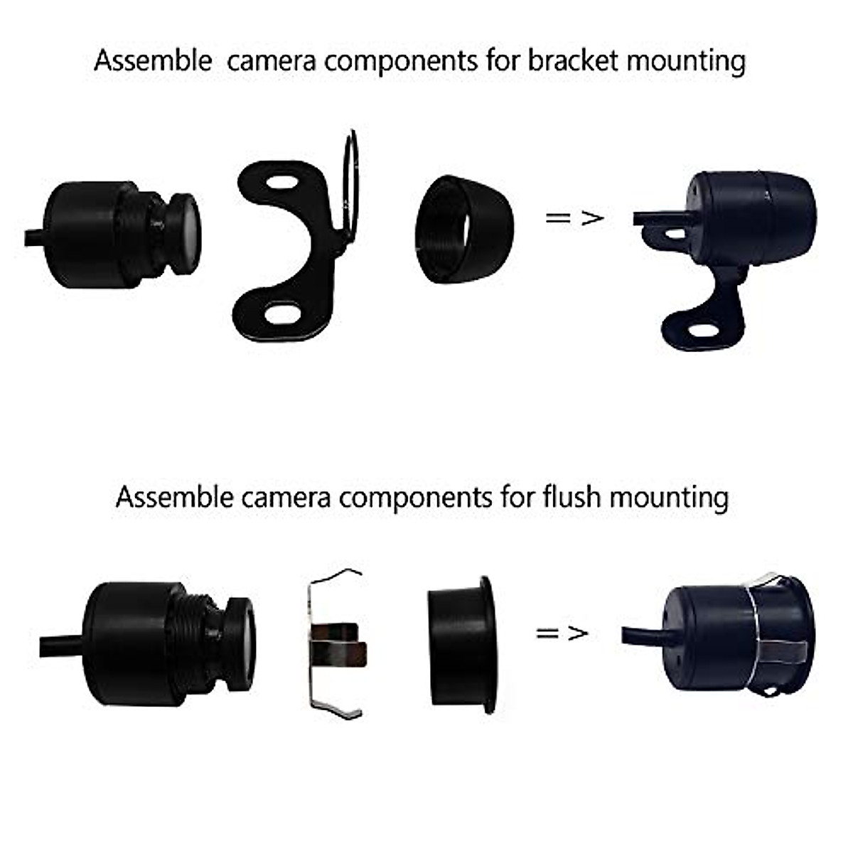 Backup Camera for Car Casoda Wide View Angle 2-in-1 Universal Car Front Side Rear View Camera,2 Installation Options Removable Guildlines,Mirror Non-Mirror Image,12V Only