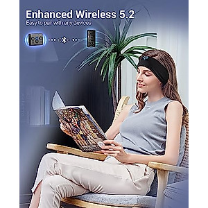 Navly Sleep Headphones, 10Hrs Sports Headband with Soft Cozy Earbuds Comfortable, Headphones Headband with Ultra-Thin HD Stereo Speakers Perfect for Workout,Running,Yoga,Travel