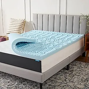 Lucid 3 Inch Mattress Topper Queen - Memory Foam Mattress Topper Queen - 5 Zone Gel Infusion - CertiPur Certified Foam