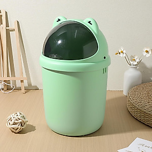 IMIKEYA Mini Frog Trash Can Cute Small Trash Can with Lid Flip Plastic Desktop Trash Can Waste Basket for Bathrooms, Kitchens, Offices, Dressing Table
