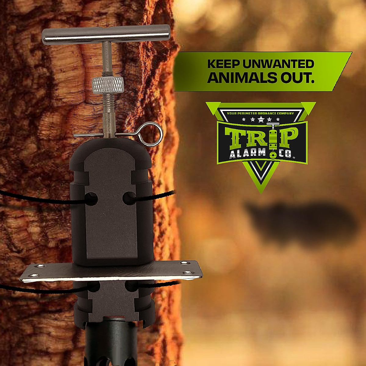 12 Gauge Trip Wire Alarm by Trip Alarm Co. (Black) USA Made Perimeter Defense Device 360° Coverage Quad 3.0 Early Warning Security Device System for Camping and Property Safety