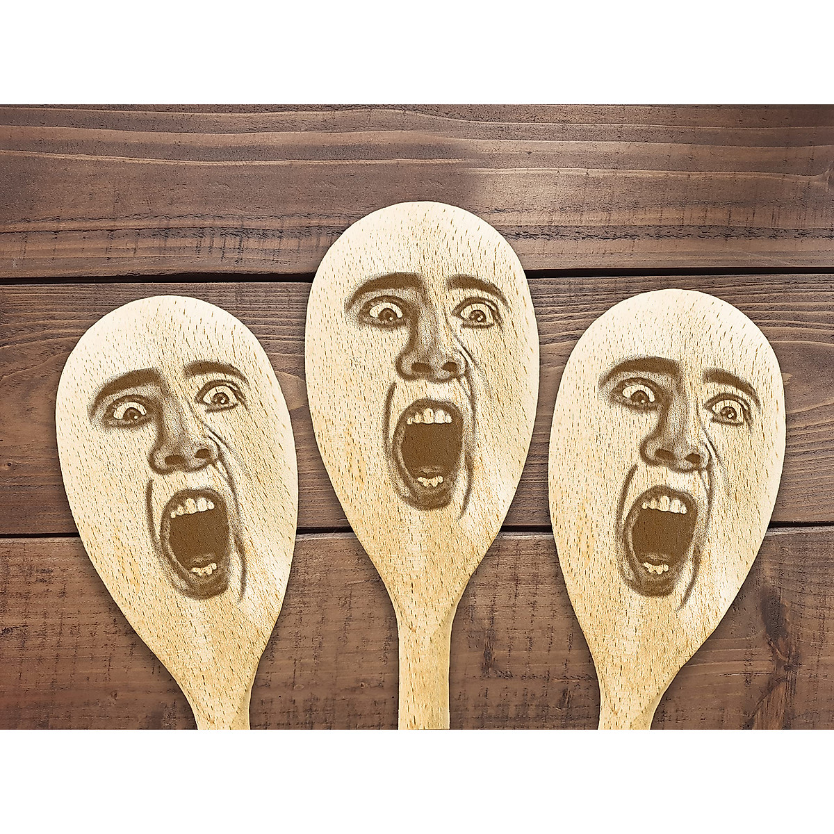 Nicolas Cage Features On Wooden Spoon Nic Cage Face On Things Gifts For Birthday Housewarming Gift Funny Meme Gag Prank Gift Chef Gift (1 Spoon)