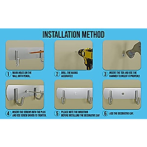 NATIKON Heavy Duty Stainless Steel Rack Hanger Hook for BBQ Grill Utensils and Grill Accessories - Easy to Install for Indoor or Outdoor Use - 2 Pcs