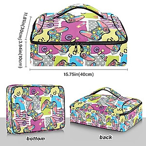 Kcldeci Insulated Thermal Food Carrier Insulated Casserole Carrier for Hot or Cold Food,Pink Joysticks Insulated Tote Bag for Potluck Cookouts Parties Picnic,Lasagna Lugger