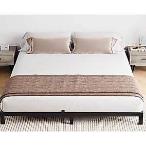 IDEALHOUSE 6 Inch Queen Bed Frame No Box Spring Needed, Low Profile Bed Frame Heavy Duty Metal Platform 6 Inch Low Bed Frame with Sturdy Steel Slats, Noise Free, Easy Assembly, Black(Queen)