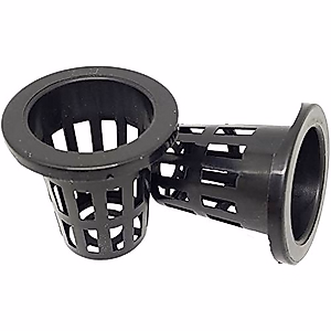JpGdn 50PCS 1.75" Mesh Net Cup Pots Basket Hydroponics System Supplies Aquaponics Seed Growing Media Black