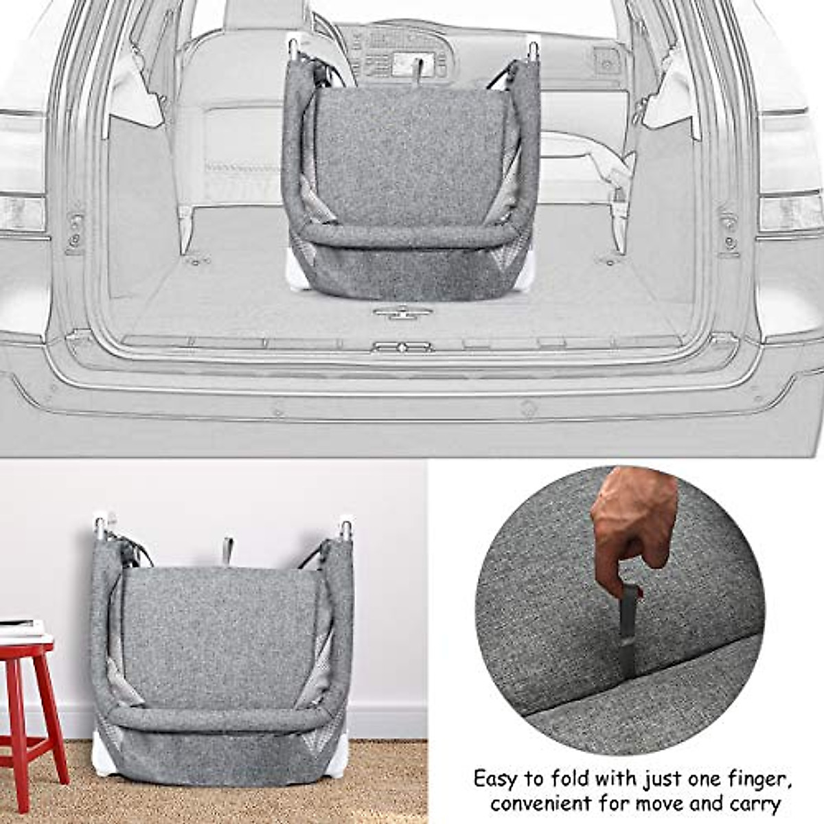 INFANS 2 in 1 Rocking Bassinet for Newborn Baby, One-Second Fold Travel Crib with Detachable & Thicken Mattress, Height Adjustable Legs, Mosquito Net, Cradle with Rock Mode & Stationary (Gray)