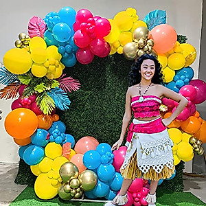 Hot Pink blue yellow orange balloons 160pcs For Moana theme Balloon Garland arch kit Summer Tropical for Baby Moana Birthday Decorations Luau hawaiian Aloha beach party