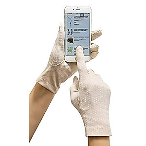 Lovful Womens Sunscreen Gloves UV Sun Lightweight Cotton Touch Screen Driving Gloves,Beige