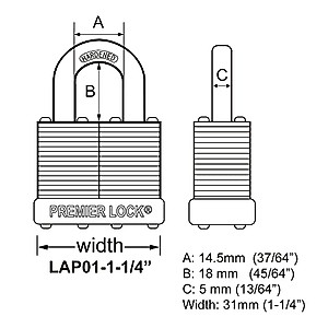Grip Tight Tools Laminated Padlock, 1-1/4-Inch,Sliver