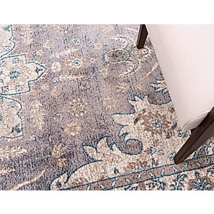 Unique Loom Salzburg Collection Classic Traditional Design Oriental Inspired Border Area Rug, 3 ft 3 in x 5 ft 3 in, Gray/Beige