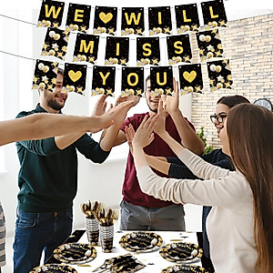 Pickmesh 175 Pcs We Will Miss You Theme Party Decorations Tableware Banner and Accessories Serving 24 Guests for Farewell Anniversary Retirement Graduation Party Supplies