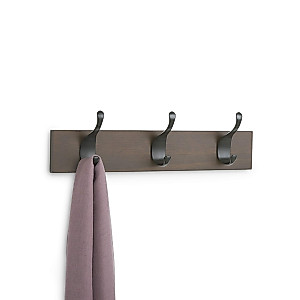 Amazon Basics Rectangular Wall Mounted Modern Coat Rack, 3 Hooks, Walnut