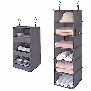 GRANNY SAYS Bundle of 1-Pack Shelf Organizer for Closet & 1-Pack Closet Hanging Storage Shelves