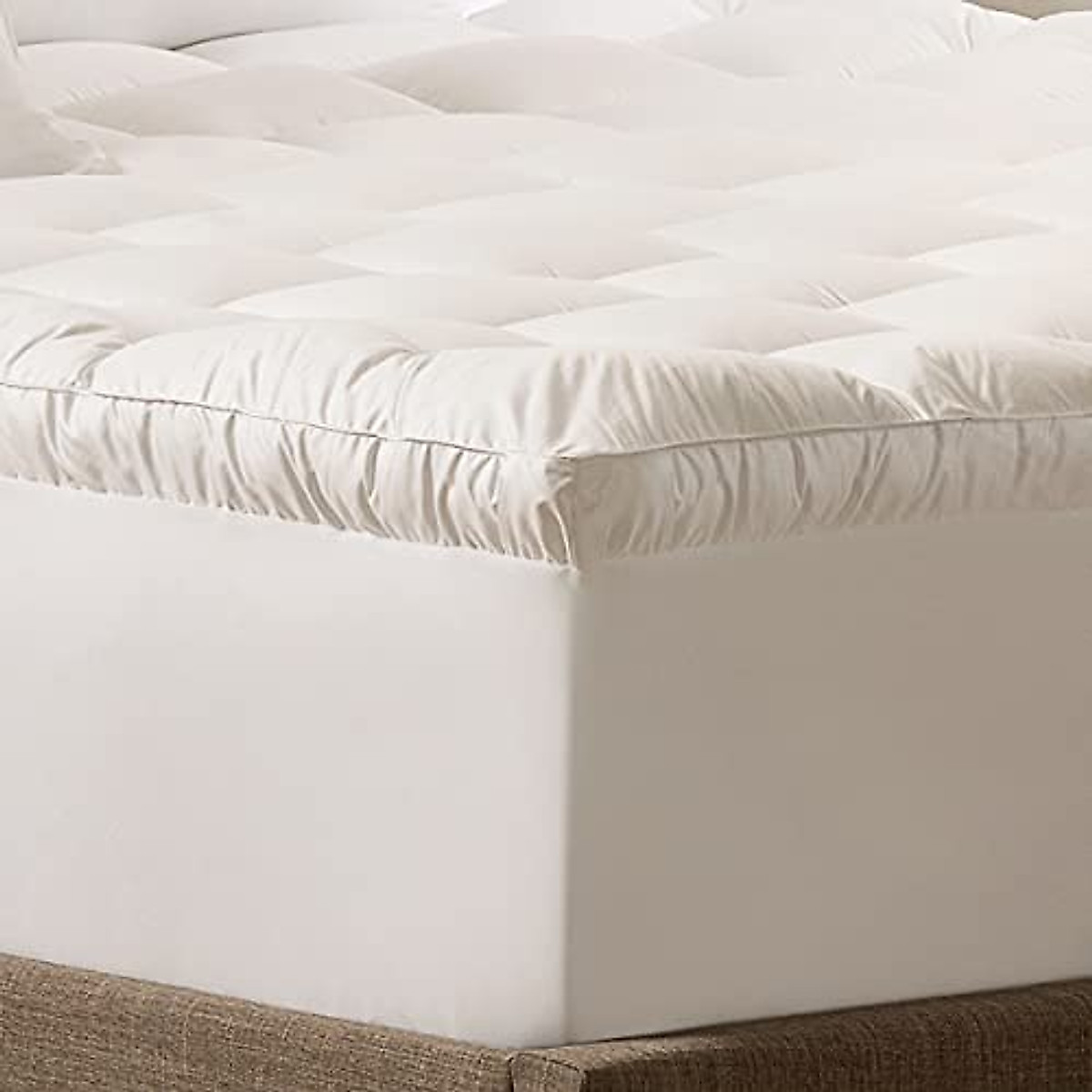 SERTA Down Illusion Soft Hypoallergenic 2 inch Pillowtop Simple Fit Mattress Topper, King, White