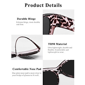 Leoidou Polarized Sunglasses Fit Over Glasses Over Glasses Trendy Round Cat Eye Wrap-around Sunglasses (Grey leopard, Black)