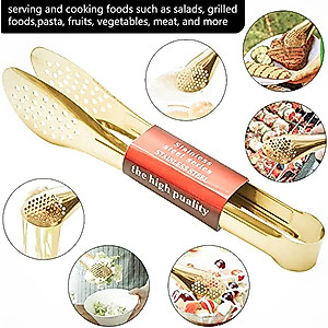 4 Pack Buffet Tongs,Stainless Steel Serving Tongs Serving Utensils Gold(7Inch,9.1Inch)
