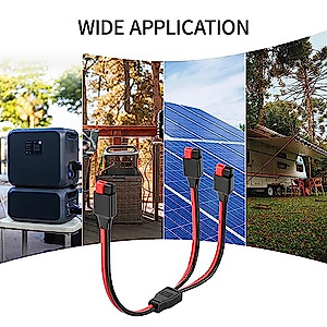 ELFCULB Anderson Y Splitter Cable,12AWG Solar Charging Splitter Cable Solar Panel Extension Cable for Solar Generator Power Station(1FT)