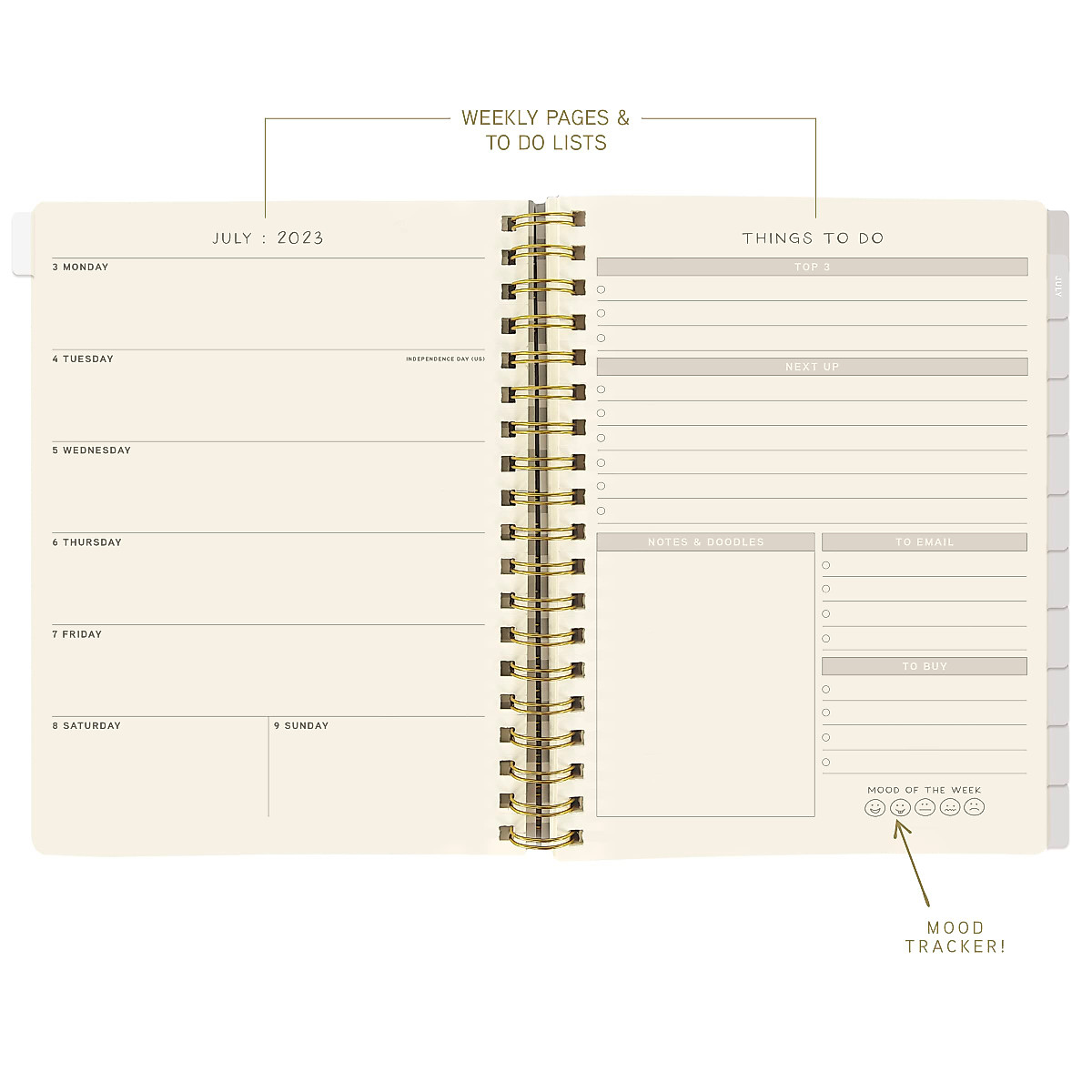Graphique 2024 Spiral Frosted Cover Planner | 18 Month Organizer July 2023 - Dec. 2024 | Weekly & Monthly Spreads | To-Do & Note List | Reference Tabs | Reminder Stickers | Manifest | 8” x 10”