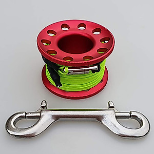 Tongina Underwater Scuba Diving Finger Spool Dive Reel & 15m Line, Compact & Durable, red