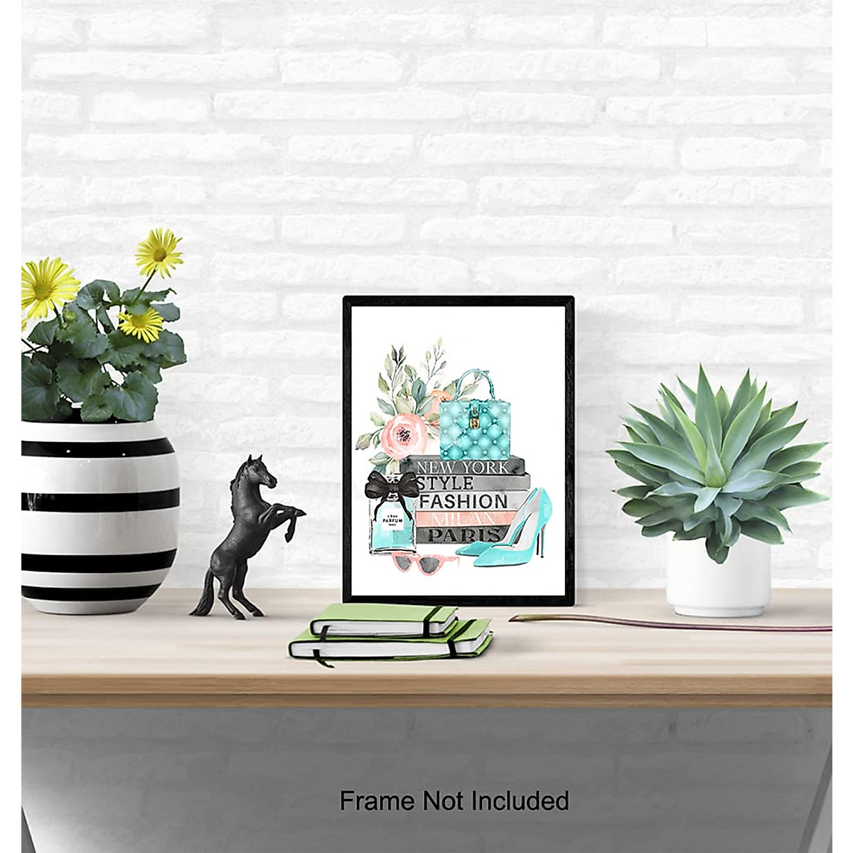 Blue High Fashion Wall Art - Designer Handbag, Purses, Shoes, Perfume - Glam Wall Decor - Luxury Gift for Women - Cute Bathroom decoration Teens Room, Girl Bedroom - Boho-chic Shabby chic Poster