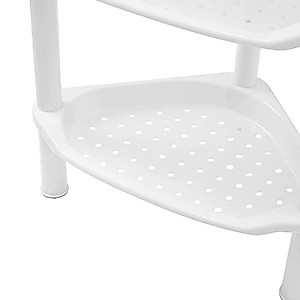 4 Tier Corner Shower Caddy, Rustproof, Plastic Shower Organizer for Bathroom, Bathtub, Shower pan, Bath Accessories Shower Caddies, 13.5 x 10 x 33.5 Inches, White (Round Slot White 4 Tier)