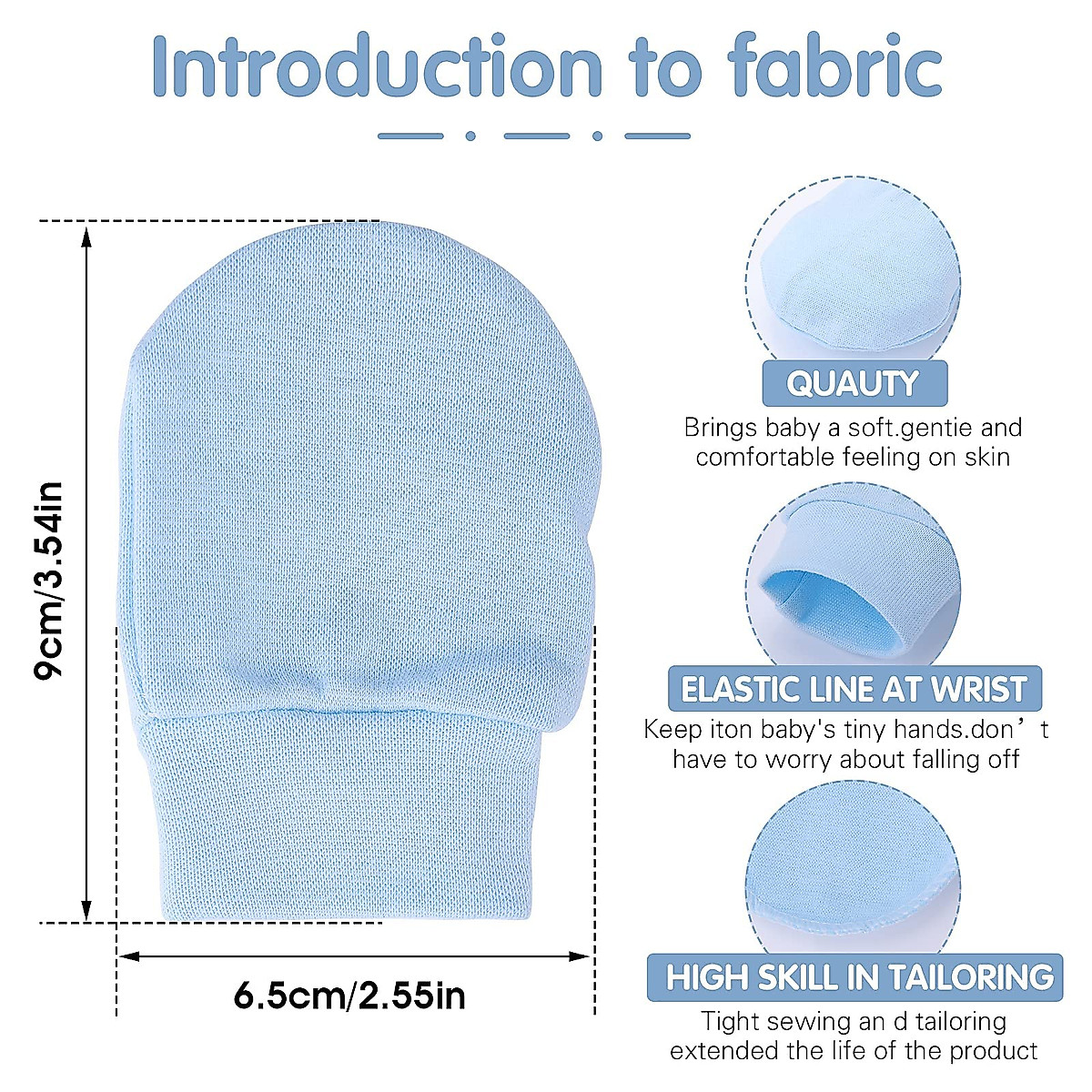 Aster 6 Pairs Newborn Baby Mittens Infant Toddler Gloves Soft Cotton No Scratch Mittens for 0-6 Months Baby Boys Girls