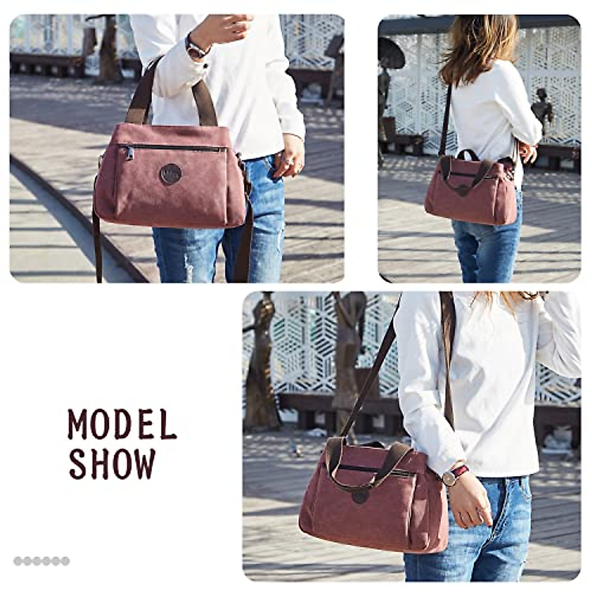 Emprier Women's Vintage Canvas Hobo Handbags Work Shoulder Crossbody Bag Tote Purses Multi-pocket Handbags