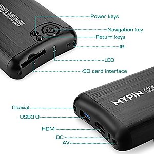1080P USB3.0 HDMI Media Player Support 2.5" SATA HDD with HDMI/AV/Coaxial Output, Portable MP4 Player for Videos/Music/Photos from USB Drive/SD Card/Internal or External HDD
