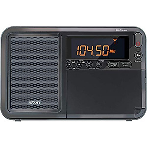 Eton - Elite Traveler AM/FM/LW/Shortwave Radio with RDS & Custom Leather Carry Cover, 500 Station Memory, Sleep Timer, Local/World Time Setting, Snooze Function, Orange LCD Display, Earphone Jack