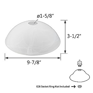 Aspen Creative 23514-11, Alabaster Replacement Glass Shade for Medium Base Socket Torchiere Lamp, Swag Lamp, Pendant and Island Fixture. 9-7/8" Diameter x 3-1/2" High.