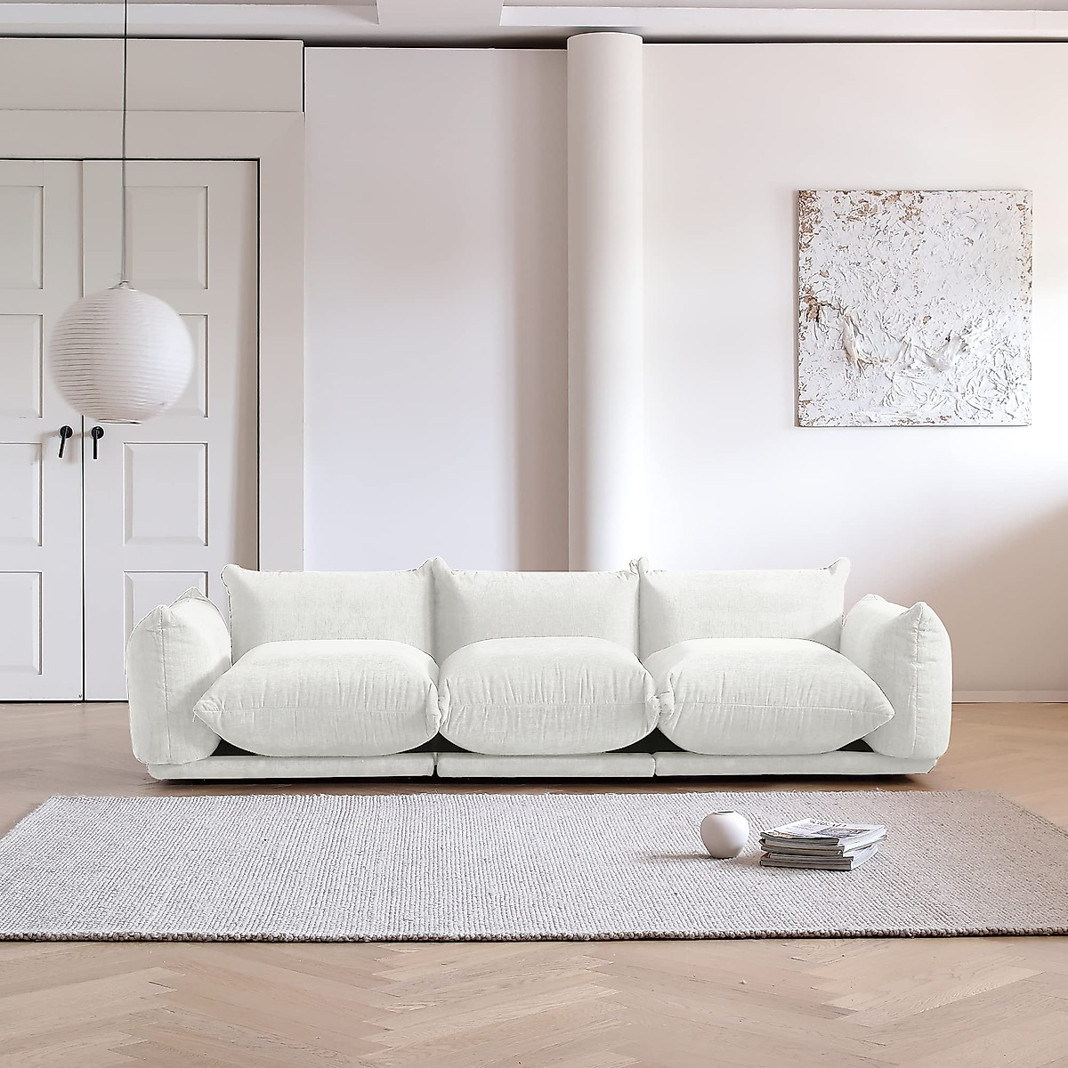 WJShome Modular Sectional Sofa,104" Chenilleyarn Minimalist Sofa Couch,3 Seater Convertible Couch Wide Living Room Sofa Sets for Office House，Beige