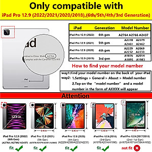 UUcovers Kids Case for Apple iPad Pro 12.9 inch 2022/2021/2020/2018 (6th/5th/4th/3rd Generation) with Pencil Holder/Rotating Kickstand Swivel Handle EVA Foam Shockproof Rugged Flip Stand Cover, Black