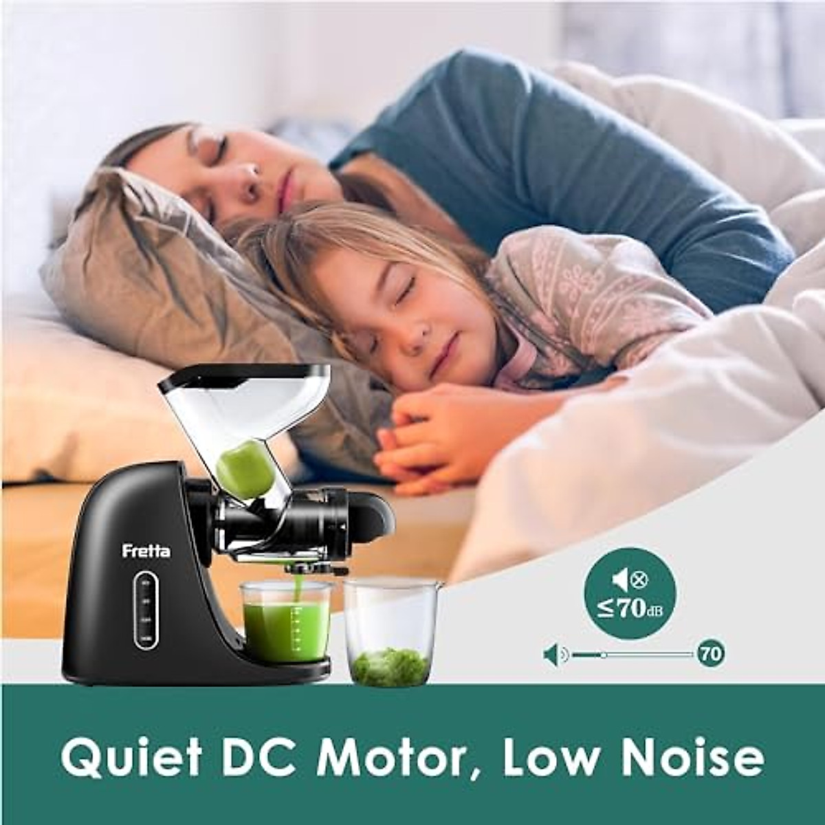 Fretta Masticating Slow Juicers, 3-inch Wide Feeding Chute Cold Press Juicer, Celery Juicer, Juicer Machines Vegetable and Fruit,Juice Recipes Included, 2 Speed, BPA-Free, Easy Clean, 200W(Black)