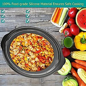 Silicone Slow Cooker Liners for Crock-Pot 7 Quart Crock Pot Liner Reusable 7QT Oval Cooking Liner BPA-Free Leakproof Dishwasher Safe(Gray)