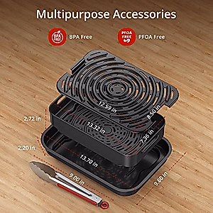 Zstar Indoor Grill Air Fryer Combo with See-Through Window, 7-in-1 Smokeless Electric Air Grill up to 450°F, 1750W Contact Grill with Non-Stick Removable Plates, Even Heat, Silicon Tongs as Gift, 4Qt