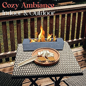 Large Rectangle Tabletop Fire Pit - Portable Bioethanol Fuel Concrete Smokeless Fire Bowl Table Top Firepit - Tabletop Fireplace - Rubbing Alcohol Smores Maker Personal Fireplace for Indoor Outdoor