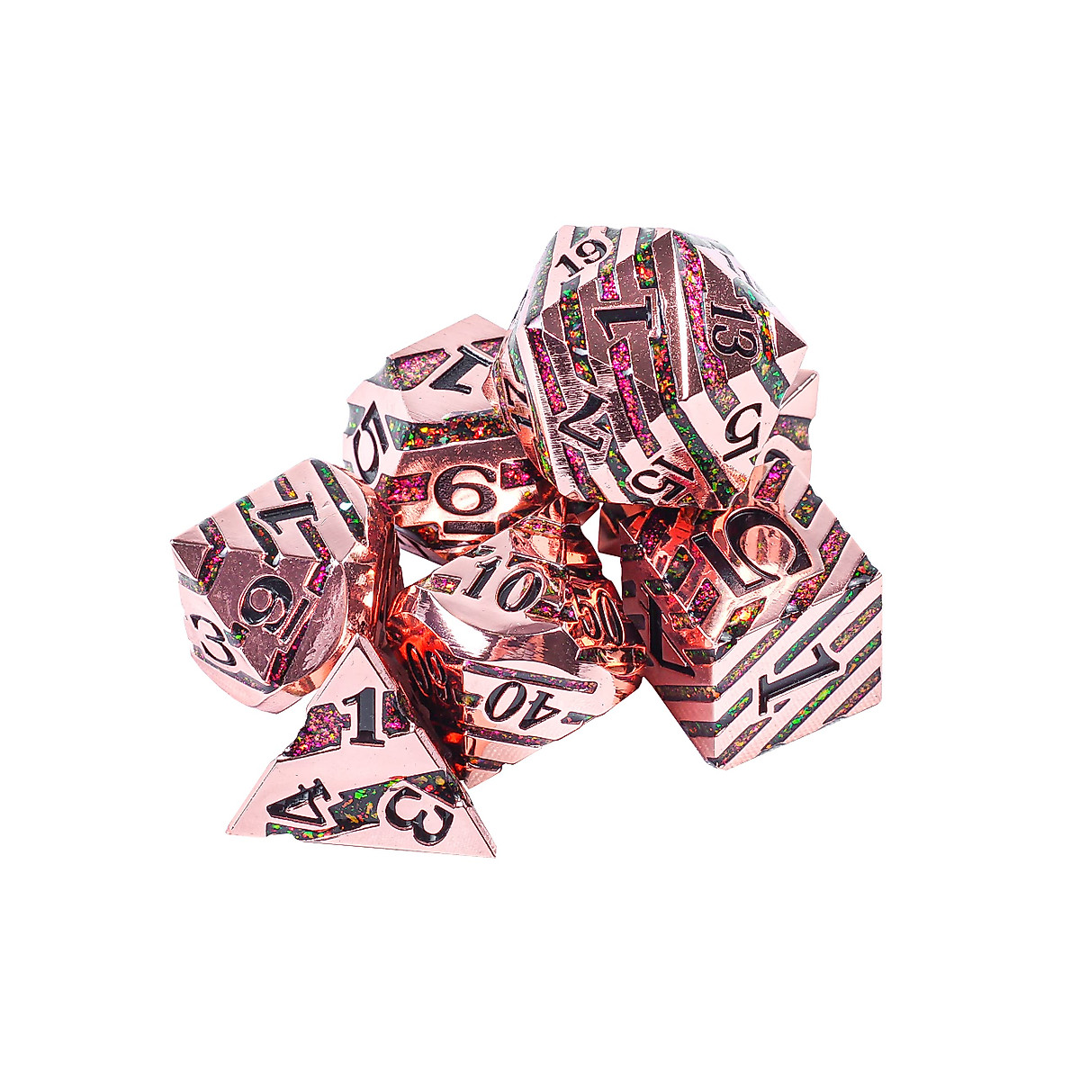 Copper Vein of Magic DND Metal Dice Set for Dungeons and Dragons Gifts, D&D, D and D, Pathfinder, Accessories, D20, Polyhedral, Resin Dice, Metal, Dice Tray, Tower, Bag, Box