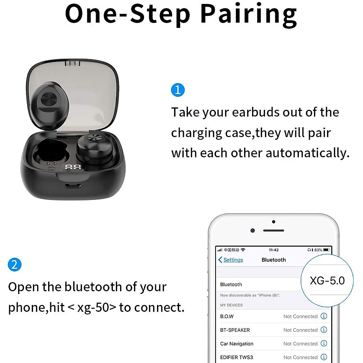 Wireless Earbuds, Mini Bluetooth 5.0 Earphones with Charging Case,IPX5 Waterproof, in-Ear Built-in Mic Headset Deep Bass Stereo for Sport Running 28