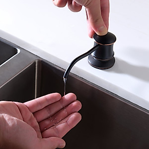 Delle Rosa Soap Dispenser, Liquid Soap Dispenser for Kitchen Sink, Brass Head Kitchen Sink Soap Dispenser Soap or Lotion Pump Dispenser Oil Rubbed Bronze, 11oz/320ml