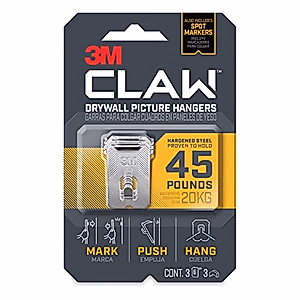 3M CLAW Strong Durable Drywall Picture Hanger (1 Pack, 3 Count)
