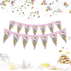 Hanjiejie 53 pcs Kitty Girls birthday party balloons, dinner plates, paper towels,banners, tablecloths,Gift bags,children's tablecloths,baby shower birthday party decorations.
