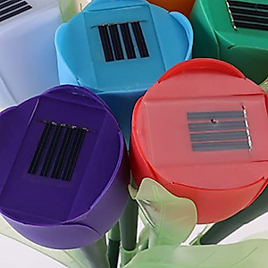 Uonlytech 7pcs New Garden Landscape Lamp Light Tulip Outdoor Powered Flower Solar Led