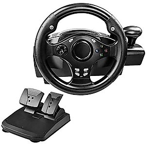 Dual-Motor Racing Wheel, 270 Degree Rotation Steering Wheel for PS3/PS4/XBOX ONE/Xbox 360/NS Switch/PC/Android, with Pedals, Gear Shifter